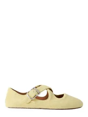 Alaïa Criss Cross Calf Hair Ballerina Flats - Yellow