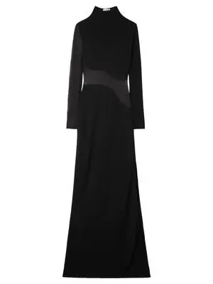 Alaïa Silk Mesh-trimmed Crepe Gown - Black