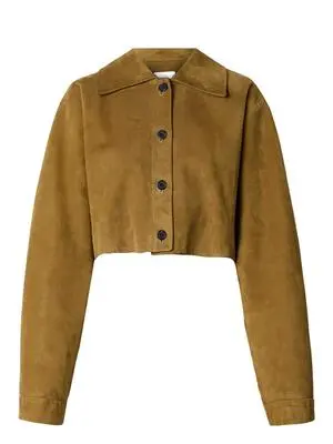 Khaite Sue Cropped Suede Jacket - Brown