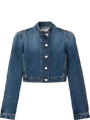Alaïa Cropped Denim Jacket - Blue