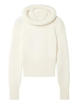 Alaïa Wool Hooded Sweater - White