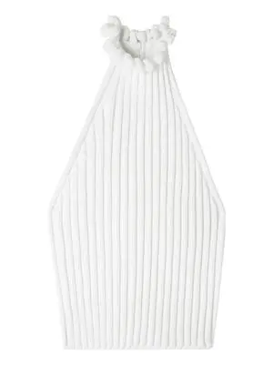 Alaïa Cropped Ribbed-knit Top - White