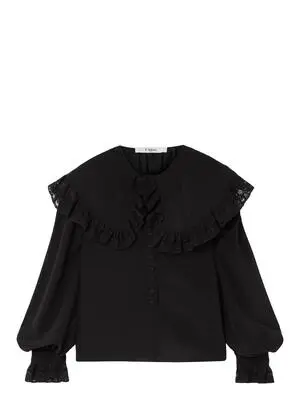 Chloé Lace-trimmed Organic Silk Blouse - Black
