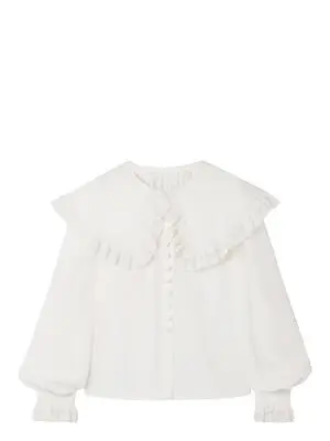 Chloé Lace-trimmed Organic Silk Blouse - White