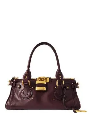 Chloé Paddington Embellished Leather Tote Burgundy