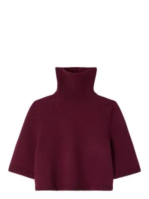 Alaïa Cropped Cashmere-blend Turtleneck Sweater - Burgundy
