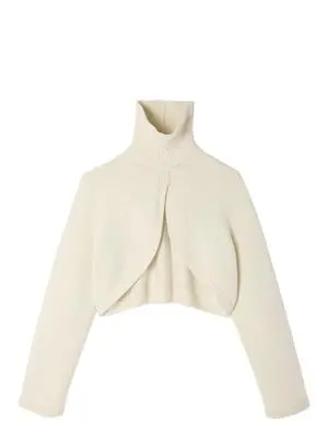 Alaïa Cropped Cashmere-blend Turtleneck Sweater - Ivory