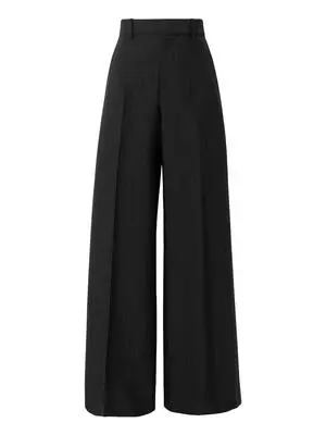 Gucci Pinstriped Wool-twill Wide-leg Pants - Black