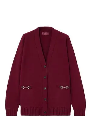 Gucci Horsebit-detailed Wool And Cashmere-blend Cardigan - Red