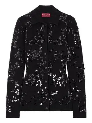 Gucci Sequin-embellished Bouclé Cardigan - Black