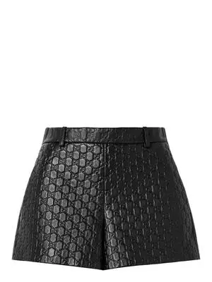 Gucci Debossed Leather Shorts - Black