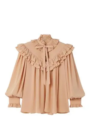 Chloé Ruffled Organic Silk Blouse - Pink