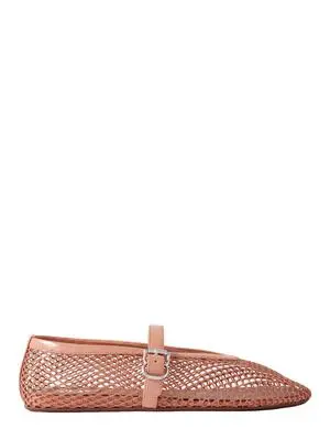 Alaïa Patent Leather-trimmed Mesh Ballet Flats - Pink