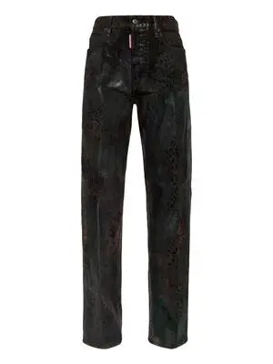 Dsquared2 Animal-print Cotton Trousers - Black