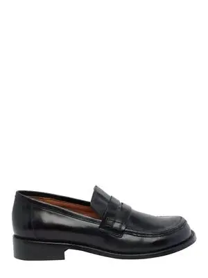 ANGEL ALARCON Penny Leather Loafers - Black