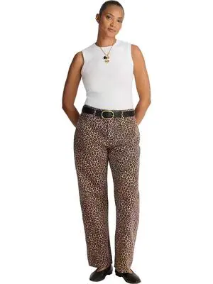 Madewell Curvy Darted Barrel-leg Jeans In Leopard Print - Dark Mocha