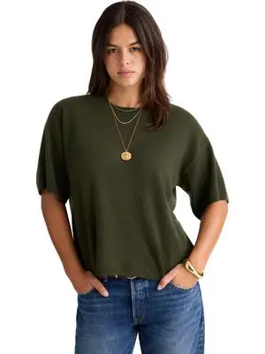 Madewell Short-sleeve Cashmere Sweater Tee - Bronzed Avocado