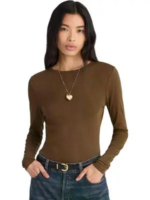 Madewell Crewneck Long-sleeve Tee - Dark Mocha