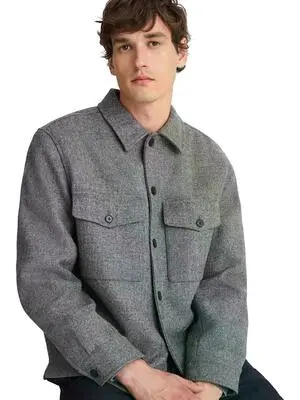 Madewell Shirt-jacket In Italian Wool - Hthr Grey
