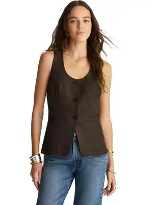 Madewell Drapey Twill Cutaway Vest - Dark Carob