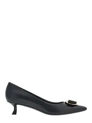 FERRAGAMO Vara Plate Low Heel Pumps - Black