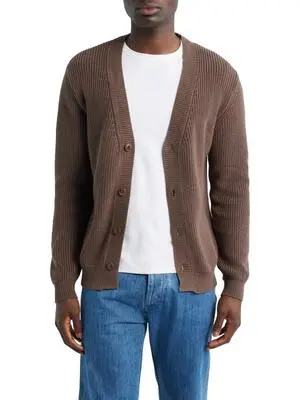 ALEX CRANE Organic Cotton V-neck Cardigan - Coffee