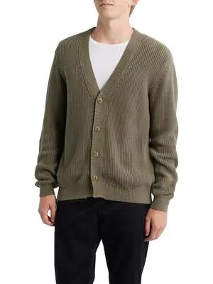 ALEX CRANE Organic Cotton V-neck Cardigan - Pine