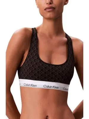 Calvin Klein Lightly Lined Racerback Bralette - Black Seamless