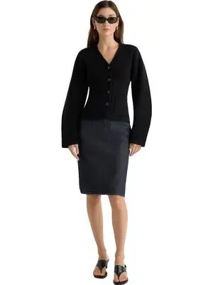 Modern Citizen Organic Cotton-Merino Wool V-Neck Cardigan Heather Graphite