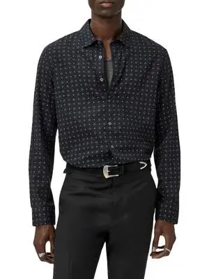 John Varvatos Luca Geometric Button-up Shirt - Black