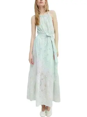 BRUUNS BAZAAR Eyelet-embroidered Halter-neck Maxi Dress - Blue