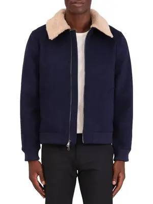 Bagatelle Felted Wool Blend Aviator Jacket - Navy
