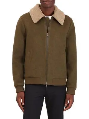 Bagatelle Felted Wool Blend Aviator Jacket - Olive