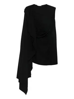 THE ROW Draped One-shoulder Top - Black
