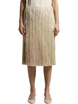 Peserico Fringe-detail Midi Skirt - Neutrals