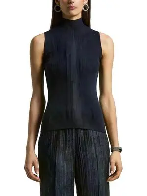 Peserico Ribbed High-neck Sleeveless Vest - Black