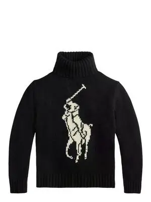Polo Ralph Lauren Polo-player Intarsia Wool Sweater - Black