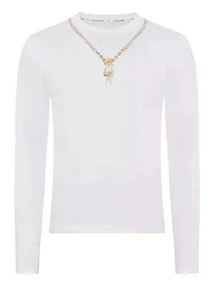 MARINE SERRE Necklace-print Long-sleeve T-shirt - White