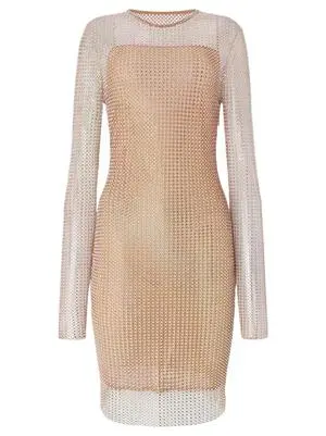 GENNY Embellished Mesh Dress - Neutrals