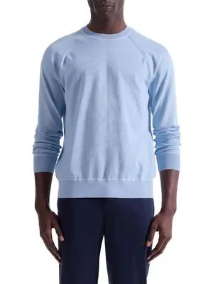 Bugatchi Tipped Cotton-Blend Crewneck Sweater Ice