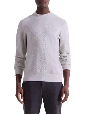 Bugatchi Basketweave Stitch Merino Wool Sweater - Sand