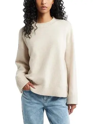 Bp. Cotton Blend Sweater Beige Oatmeal Heather