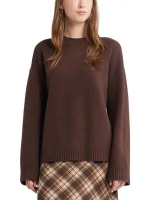 Bp. Cotton Blend Sweater Brown Coffee