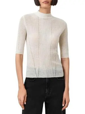 ALLSAINTS Filippa Mock Neck Sweater - Antique White