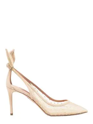 AQUAZZURA 85mm Bow Tie Net Pumps