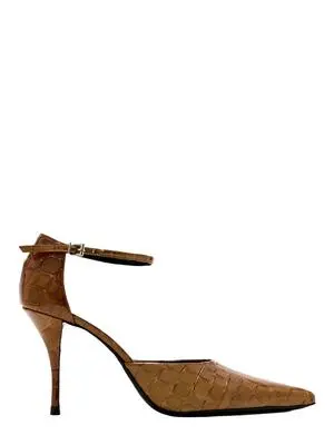 JUDE 90mm Crocodile-Effect Ankle-Strap Pumps