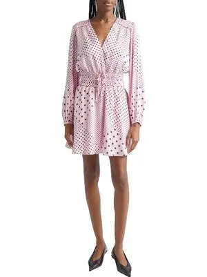DEREK LAM 10 CROSBY Calanthe Print Long Sleeve Satin Dress