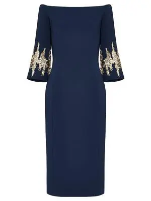 Jenny Packham Aster Sequin-embellished Midi Dress - Blackthorne Blue