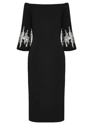 Jenny Packham Aster Sequin-embellished Midi Dress - Liquorice