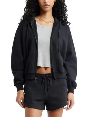 Bp. Relaxed Cotton Blend Zip Hoodie Black Jet